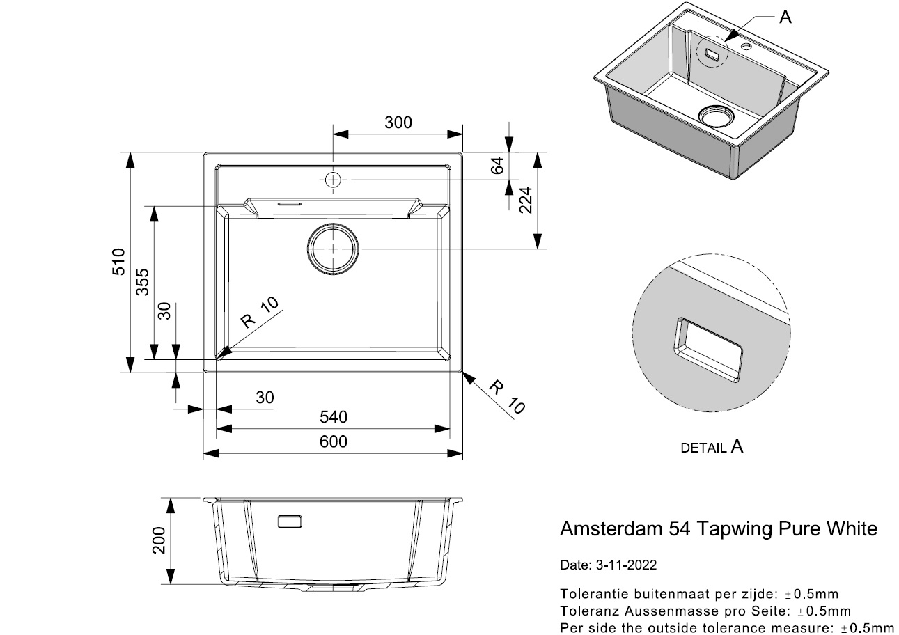 Amsterdam 54 Tapwing Pure White