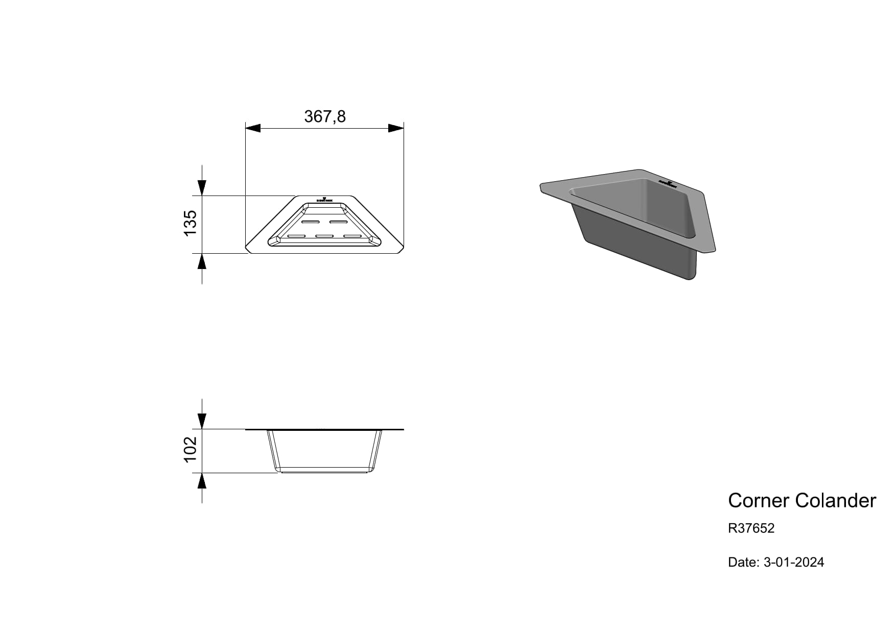 Corner colander